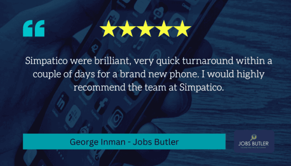 5 Star Review from George Inman - Simpatico Communications Ltd